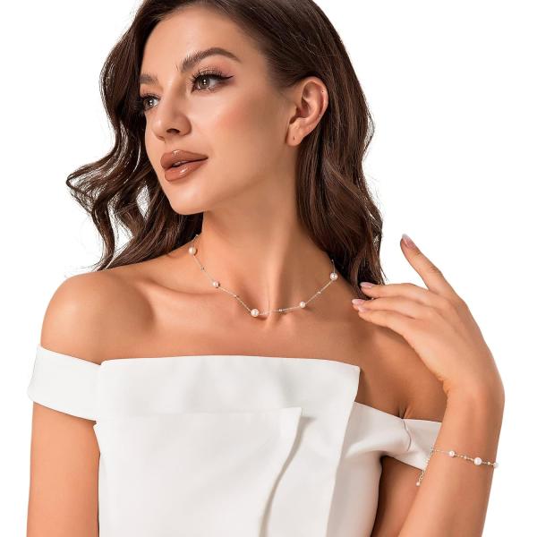 商品名Handmade Freshwater Pearl Shell Choker White Necklace Shining 925 Sterling Silver Pearl Necklace Jewelry Birthday Gif...