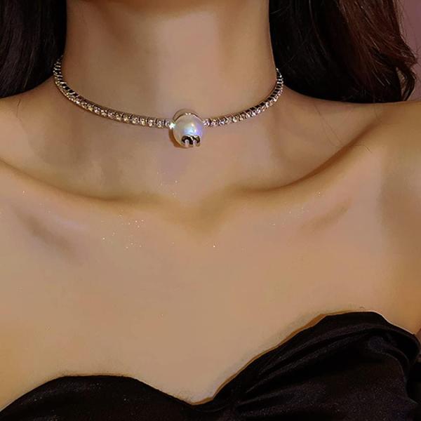商品名Jeairts Cystal Pearl Choker Necklace Rhinestone Adjustable Letter Necklaces Fashion Necklace Jewelry Party Gifts Cost...