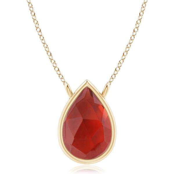 商品名Angara Natural Garnet Solitaire Pendant Necklace for Women, Girls in 14K Yellow Gold (Grade-AAA | 6x4mm) January Birt...