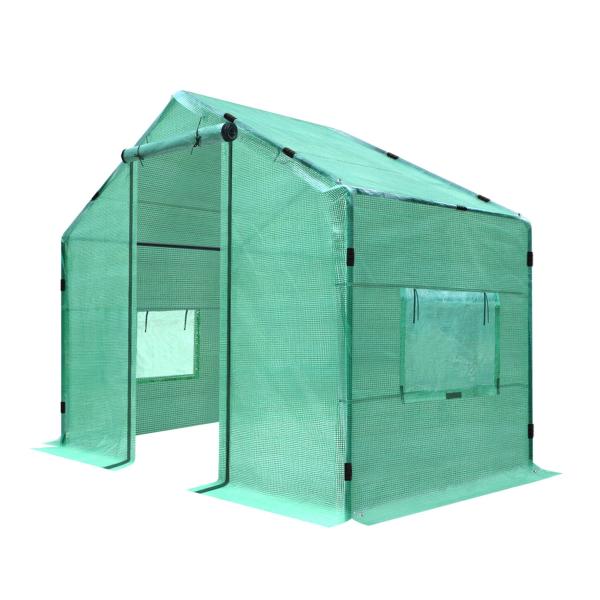 商品名:  BenefitUSA 4.8x8.5x7.2'H Large Walk-in Peak Roof Greenhouse with 2 Zipper Doors &amp; Windows (Green)ブランド: Benefit...