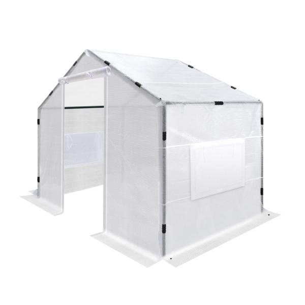 商品名:  BenefitUSA 4.8x8.5x7.2'H Large Walk-in Peak Roof Greenhouse with 2 Zipper Doors &amp; Windows (White)ブランド: Benefit...