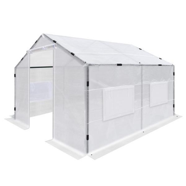 商品名:  BenefitUSA 7.2x8.5x7.2'H Large Walk-in Peak Roof Greenhouse with 2 Zipper Doors &amp; Windows (White)ブランド: Benefit...