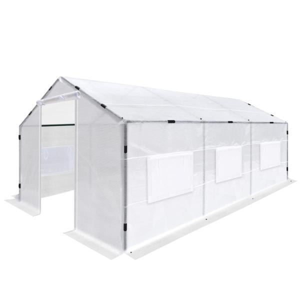 商品名:  BenefitUSA 14.3x8.5x7.2'H Large Walk-in Peak Roof Greenhouse with 2 Zipper Doors &amp; Windows (White)ブランド: Benefi...