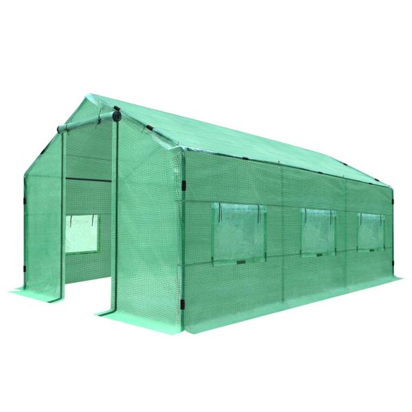 商品名:  BenefitUSA 14.3x8.5x7.2'H Large Walk-in Peak Roof Greenhouse with 2 Zipper Doors &amp; Windows (Green)ブランド: Benefi...
