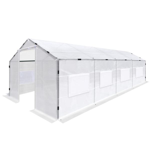 商品名:  BenefitUSA 19x8.5x7.2'H Large Walk-in Peak Roof Greenhouse with 2 Zipper Doors &amp; Windows (White)ブランド: BenefitU...
