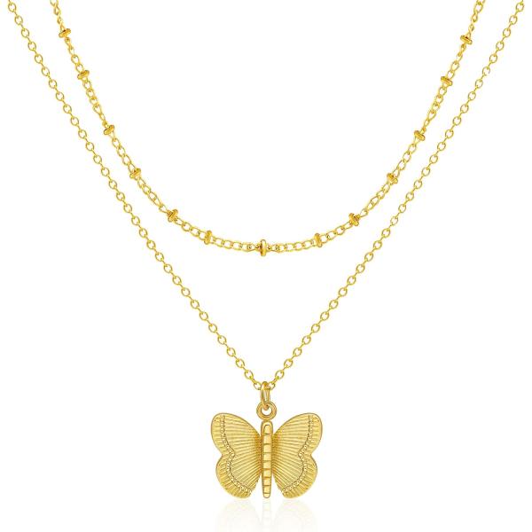 商品名JoycuFF Gold Butterfly Necklace Friend Gift for Best Friends Gold Necklaces for Women Trendy Layered Necklace for Fri...