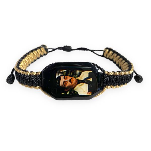 商品名: Jesus Malverde ブラック ゴールド コード付き 調節可能 リバーシブル ブレスレット レディース メンズ Pulsera Negra 宗教ギフト, 木材, 宝石なし。 Jesus Malverde Black Gol...