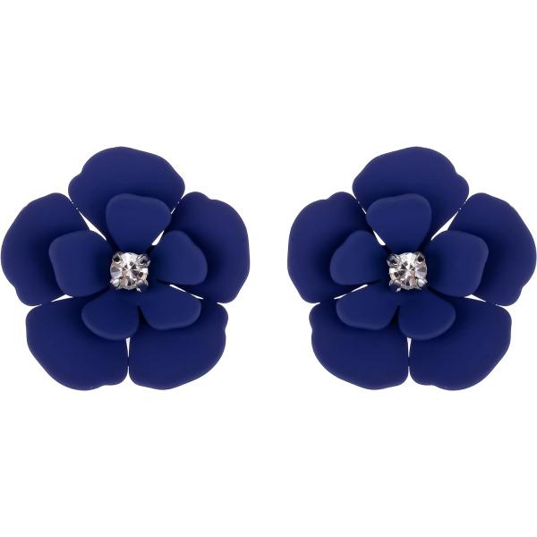 商品名Capwell + Co ブルーフラワー ステートメントポストスタッド シルバーメタルイヤリング クラシック シンプル マット ファッションギフト 女性と若い女の子向け, 亜鉛, 宝石なしCapwell + Co Navy Blue ...