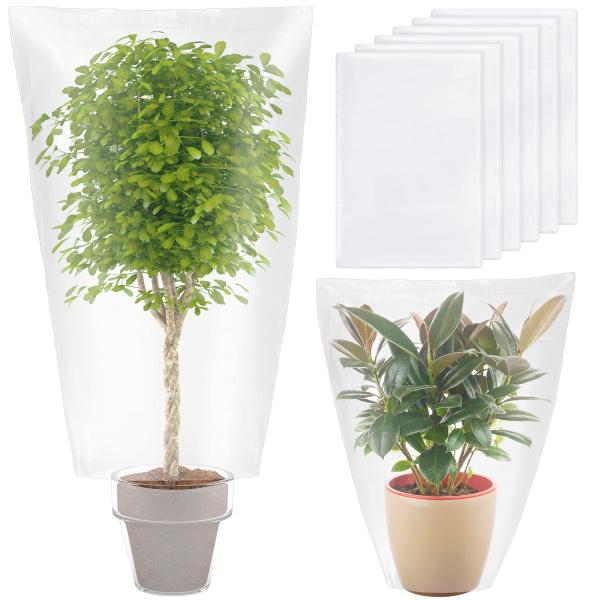 商品名: 6個 27.6 x 43.3インチ 植物カバー 凍結防止 シェルターバッグ 透明植物フィルムカバー 厚いプラスチック霜カバー 冬の温室 庭 屋外植物 低木 霜保護 6 Pcs Plant Covers Freeze Protect...
