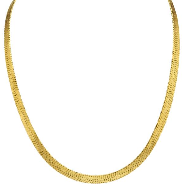 商品名PalmBeach Yellow Gold Ion-Plated Stainless Steel Herringbone Link Chain Necklace, 16 inches plus 2.5 inch extensionブラ...