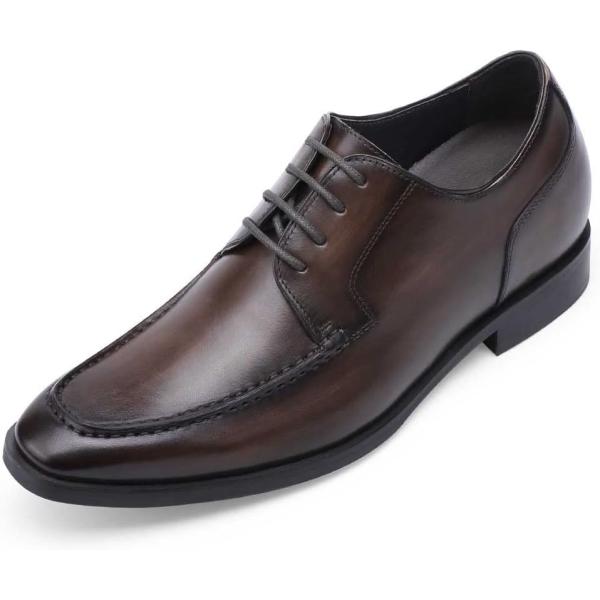 商品名CHAMARIPA Men's Elevator Shoes -Height Increase Dress Formal Shoes That Make You Taller Brown Leather Derby Shoes 7CM...