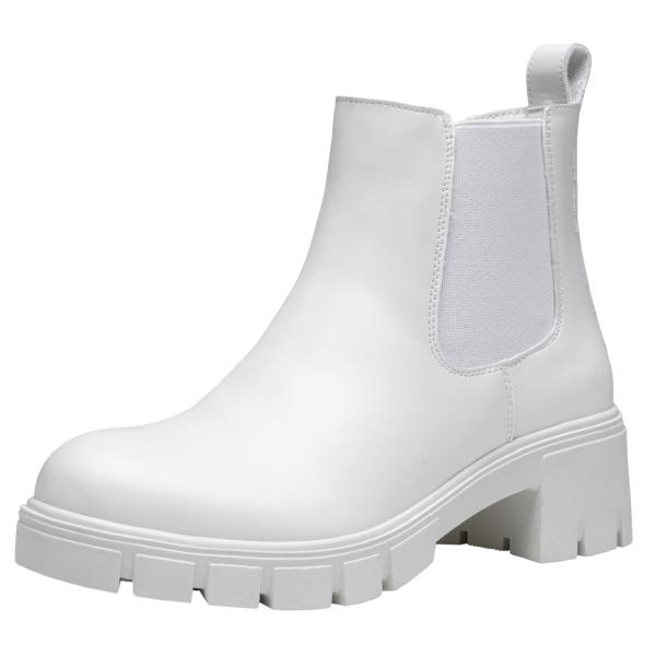 商品名:  Jeossy Women's Ankle Boots 9606 White Chelsea Platform Chucky Heel Booties for Women Size 8(DJY9606 white 08)ブランド:...