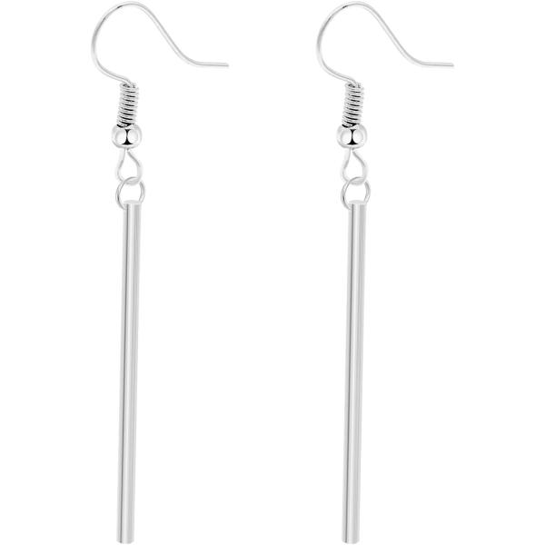 商品名18Kゴールド ロング垂直ダングルドロップイヤリング レディース ガールズ ミニマルバースティックラインイヤリング シンプルな幾何学シルバードロップイヤリング, 銅, 宝石なし。18K Gold Long Vertical Dangl...