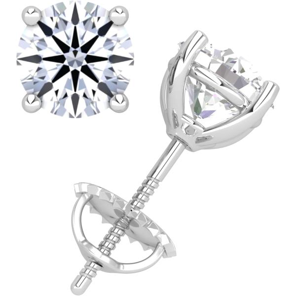 商品名モアッサナイトスタッドピアス 0.5ct-3ct D カラー VVS1 クラリティ ラウンド ブリリアントカット 人工ダイヤモンド モアッサナイト 14K ホワイトゴールドメッキ 925スターリングシルバー モアッサナイトイヤリング,...