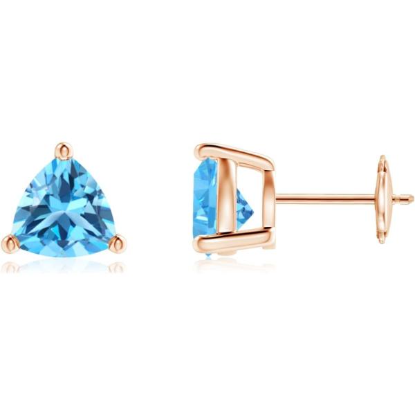 商品名ANGARA 天然スイスブルートパーズ ソリティアスタッドピアス レディース ガールズ スターリングシルバー/14Kソリッドゴールド/プラチナ 12月の誕生石ジュエリー 彼女へのギフト 誕生日 ウェディング 記念日, ジェムストーン,...