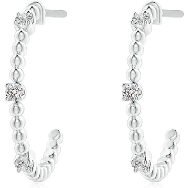 商品名ANGARA Natural Diamond Hoops Earrings for Women, Girls in Platinum (Color-IJI1I2 | Diamond Size-1.5mm) | April Births...