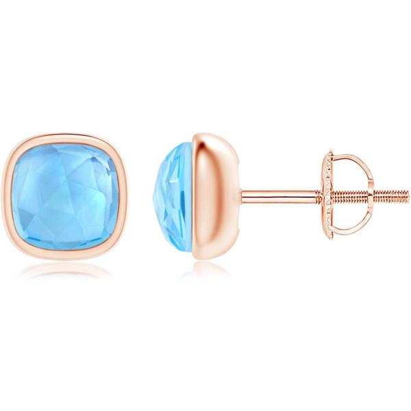 商品名ANGARA Natural Swiss Blue Topaz Solitaire Stud Earrings for Women, Girls in 14K Rose Gold (Grade-AAA | Gemstone Size-...