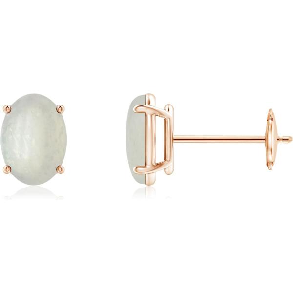 商品名ANGARA Natural Moonstone Solitaire Stud Earrings for Women, Girls in 14K Rose Gold (Grade-A | Gemstone Size-7x5mm) | ...