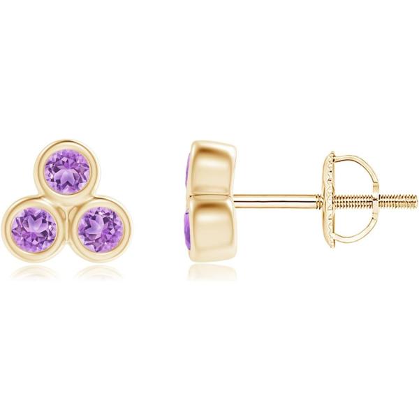 商品名ANGARA Natural Amethyst Stud Earrings for Women, Girls in 14K Yellow Gold (Grade-AAA | Gemstone Size-2mm) | February ...