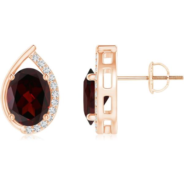 商品名ANGARA 天然ガーネットスタッドピアス レディース ガールズ スターリングシルバー/14Kソリッドゴールド/プラチナ 1月の誕生石ジュエリー 彼女へのギフト 誕生日 ウェディング 記念日, ゴールド, ガーネット ダイヤモンドAN...