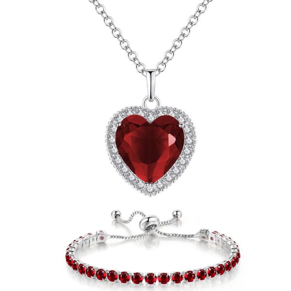 商品名: kai bao city ブルークリスタル ハート型 ネックレス ブレスレットセット ジュエリー 人工サファイア 海の中心 シルバーペンダントネックレス キュービックジルコニアのカフス ティーンガールズ 奥様 パーティー プロム,...