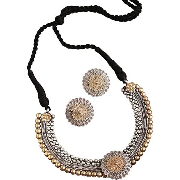 商品名: OZANOO デュアルトーンシルバー調ボールチェーンラウンドチョーカーネックレスセット レディース&amp;ガールズ用, 真鍮, 宝石なし OZANOO Dual tone silver lookalike ball chain ...