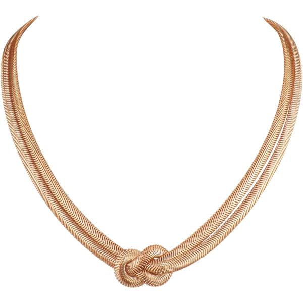 商品名Riuziyi スネークチェーンチョーカーネックレス 2層スネークボーンチェーンリンク ノットスタイルチェーンカラーネックレスジュエリー レディース ガールズ 5mm (幅) 15インチ (長さ), 金属Riuziyi Snake C...