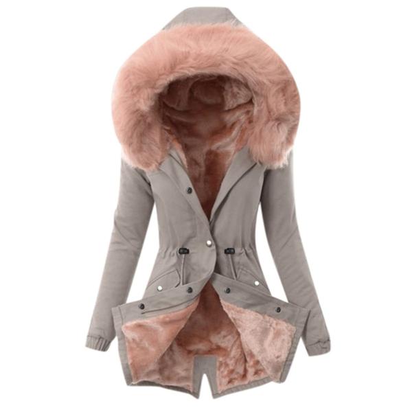 商品名:  TIMIFIS Winter Jackets for Women Warm Thick Coats with Fur Hood Slim Down Coat Solid Color Outerwear Tops with Poc...