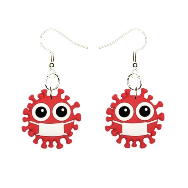 商品名:  Virus Earrings Hypoallergenic Silver Plated Fishhooks Yazzle Dazzle Original Artwork Omnicron Nurse Doctor First A...
