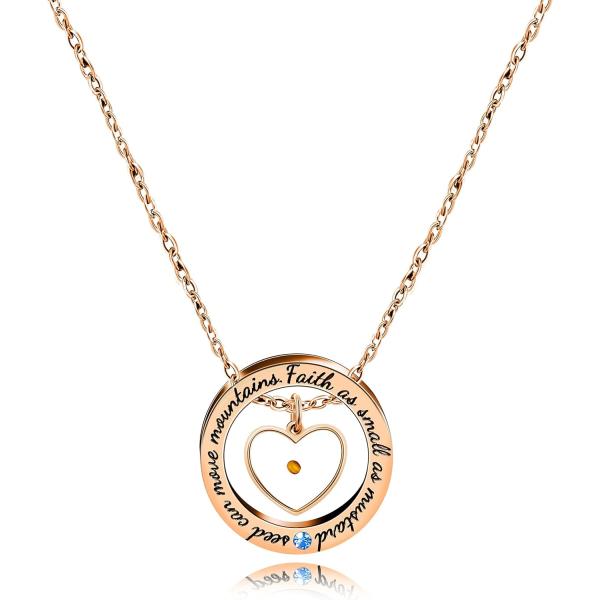 商品名Tobestu クリスチャン サークル ラウンド リング ネックレス 刻印 信仰 As Small As A Mustard Seed Can Move Mountains Y2486-2D, 水晶, キュービックジルコニアTobes...