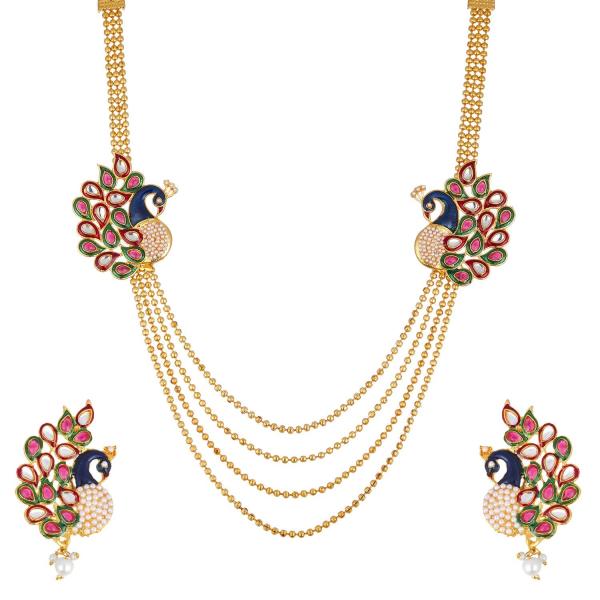 商品名:  Jewellery Set Gold Plated Multi-Strand Pearl Peacock Brooch Necklace Set With Earrings Jewellery For Women &amp; G...