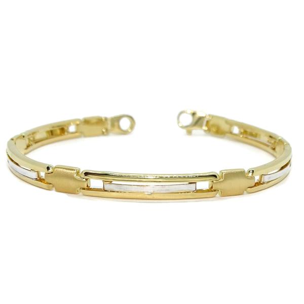 商品名:  18K Gold Semi-rigid Bracelet Men Fiance Father | Elongated Link Chain Bangle 21cm | 10.70g Bicolor Gold | Luxuriou...