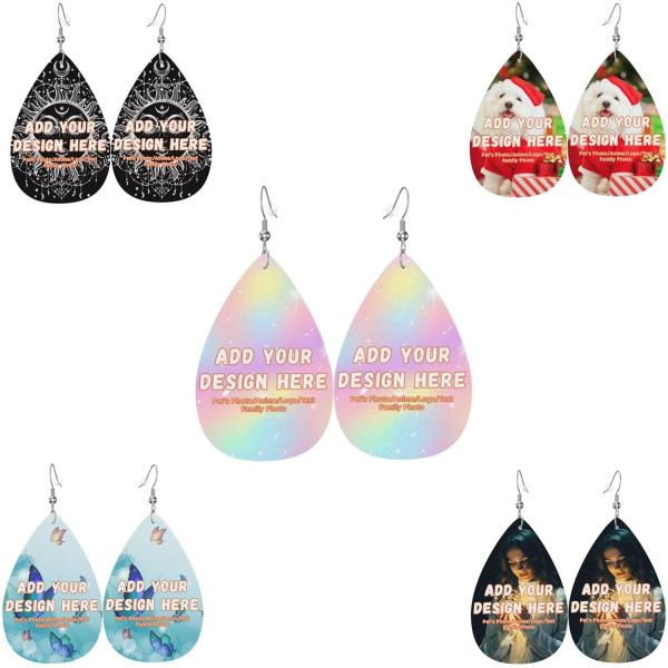 商品名カスタムイヤリング カスタム ファッショナブル ユニーク レザーイヤリング 文字/写真を女性に追加 記念日 結婚式 クリスマス 誕生日 ギフト, One Size, ポリエステル, 宝石なしCustom Earrings Custom...