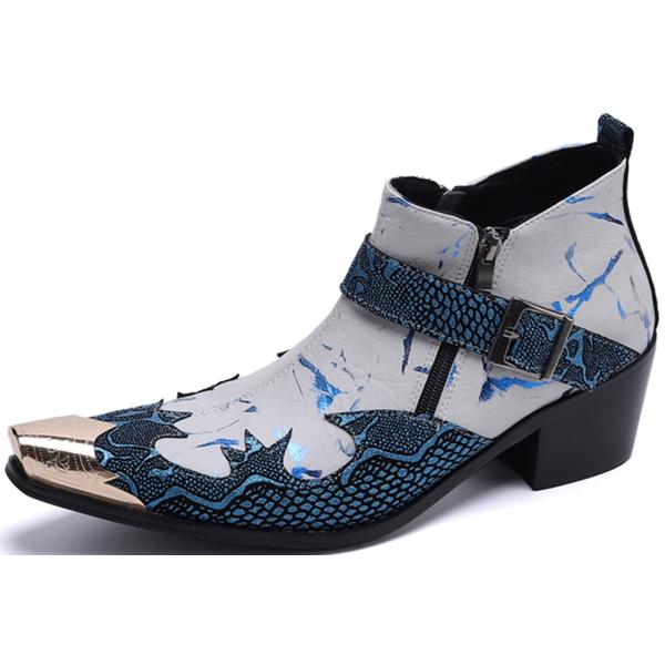 商品名:  Santimon Monk Strap High-Top Leather Pointed Metal Toe Zipper Ankle Chelsea Dress Boots For Mens Casual Novelty Pa...