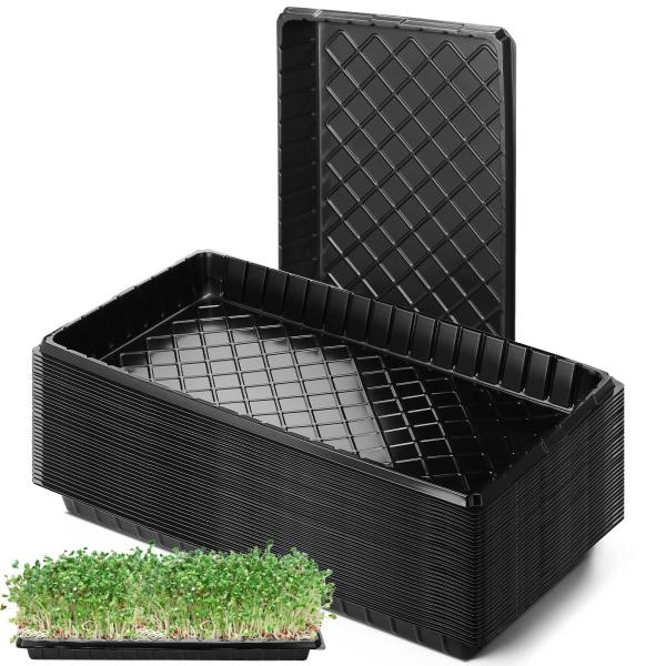 商品名: 30ピース 植物栽培トレイ 庭の種子スターター栽培トレイ 排水穴なし ブラック繁殖トレイ 屋内苗用 マイクログリーン ウィートグラス 発芽 温室用品 植物トレイ Macarrie 30 Pcs Plant Growing Tray...