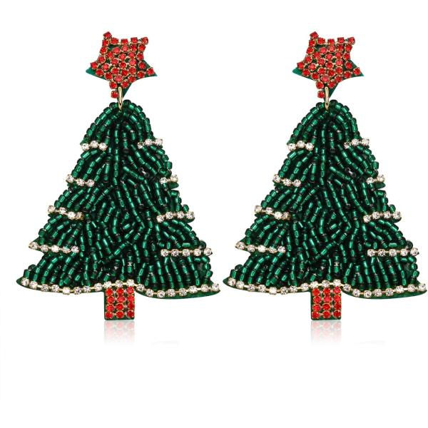 商品名クリスマスイヤリング ビーズ付きスノーフレークイヤリング ハンドメイド かわいい クリスマス プレゼント ベル リボン ドロップ ダングルイヤリング 冬 お祭り 休日 ジュエリー 楽しいクリスマス 新年パーティー ジュエリー ギフト ...