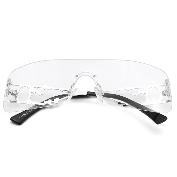 商品名:  Mehhlly Wrap Around Y2K Sunglasses for Women Men Futuristic Frameless Gradient Lens Sun Glasses Eyewear (Clear Len...