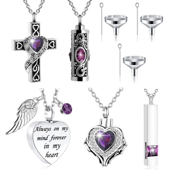 商品名: 遺灰用骨壺ネックレス 5個セット クリスタルハート火葬ジュエリー 愛する人の遺灰用メモリアルジュエリー 人間の遺灰用遺灰用遺灰ペンダント ネックレス レディース メンズ, ステンレス鋼, 宝石なし Cremation Urn Ne...