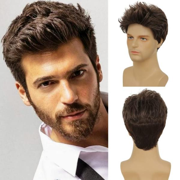 商品名:  Dai Cloud Mens Short Brown Wig Short Fluffy Hair Natural Looking Synthetic Halloween Cosplay Costume Male Wigsブランド...