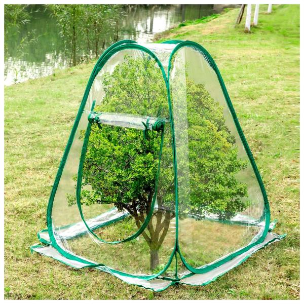 商品名: 植物カバー 凍結防止 冬用植物カバー 透明植物低木 霜テント 4つの固定釘付き ミニポータブル温室 PVC温室カバー 冷霜プロテクター 園芸植物 Pop Up Greenhouse Cover Transparent PVC Mi...