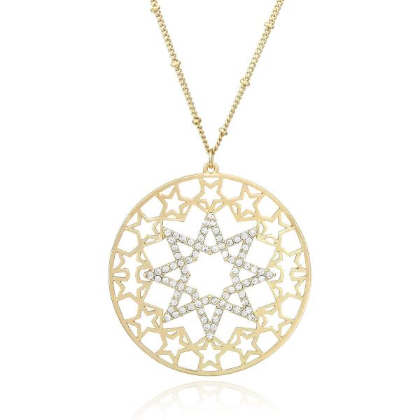 商品名POMINA Gold Geometric Floral Filigree Pendent Long Necklace Simple Casual Fashion Sweater Long Gold Chain Necklace fo...