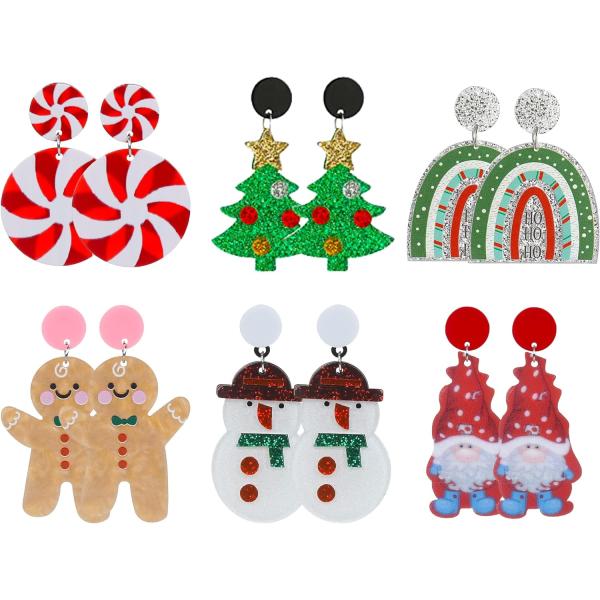 商品名Cooluckday 6ペア クリスマスピアス レディース ダングリングアクリル クリスマスツリー ノーム ジンジャーブレッドマン キャンディ スノーマン イヤリング クリスマス スタッド イヤリング レディース ガールズ クリスマス...