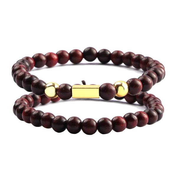 商品名:  MILAKOO Red Wooden Beads Bracelet for Men with Gold Copper Square Accessory Sandalwood Jewelryブランド: MILAKOO商品サイズ: ...