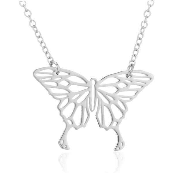 商品名シンプルな蝶のペンダントネックレス 幾何学的なライン 動物 昆虫 ペンダントネックレス レディース ガールズ 誕生日プレゼント, ステンレス鋼, N/CSimple Hollowing Butterfly Pendant Neckla...