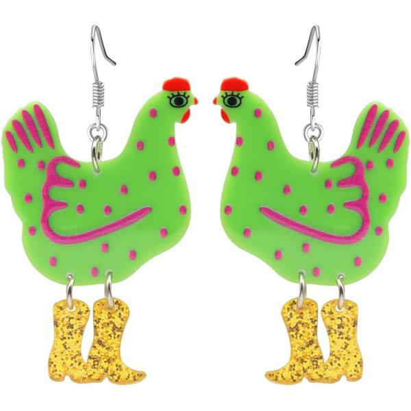 商品名Acrylic Boot Chicken Earrings,Colorful Funny Boots Chicken Dangle Drop Earrings,Cock Dangle Hen Chicken Earrings For ...