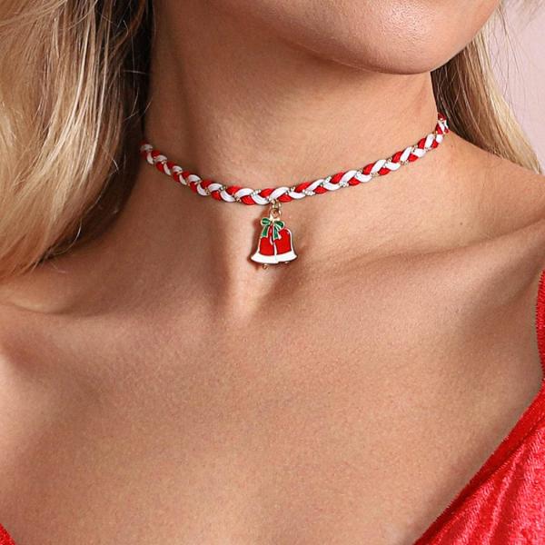 商品名Acedre クリスマス ロープ チョーカー ネックレス レッド Xmas ベル ペンダント ネックレス Xmas ハンドメイド 編み込みネックチェーン ホリデー フェスティブ ジュエリー ギフト レディース ガールズ (A-クリスマ...