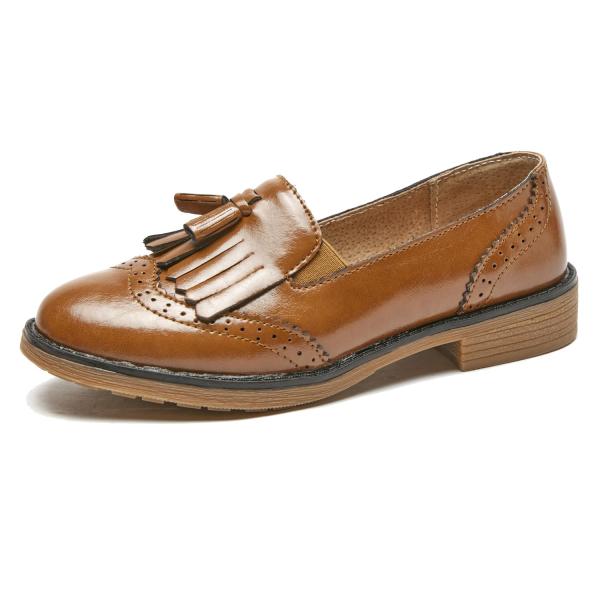 商品名:  TRULAND Women’s Leather Penny Loafers ? Slip On Wingtip Oxfords Tassel Loafers Comfortable Casual Dressy Shoes for...