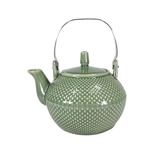 商品名:  Ebros Gift Contemporary Spotted Dots Texture Porcelain Ceramic Tea Pot Teapot With Stainless Steel Handle 28oz (Gr...