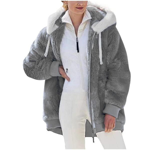 商品名:  Winter Coats for Women Plus Size Warm Lightweight Fleece Plush Zipper Hooded Jackets Baggy Soft Comfy Wool Coats w...