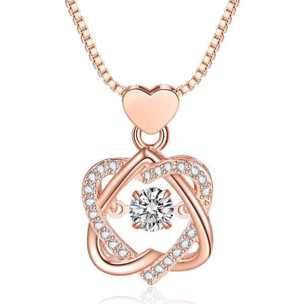 商品名ダブルハートペンダントネックレス レディース ガールズ ラブクロスネックレス クリスマス 記念日 誕生日 ジュエリー 母 妻 ガールフレンド 彼女へのギフト, 1Pcs, チタン鋼, 宝石なしMoiegouct Rose Gold H...